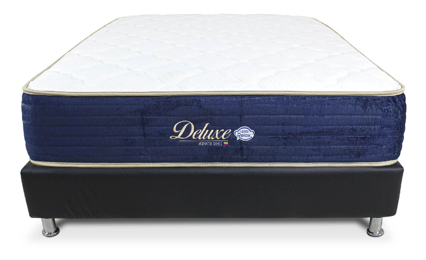 Colchón Deluxe King 200x200. Base Cama Premium Eurocuero,Protector y O ...