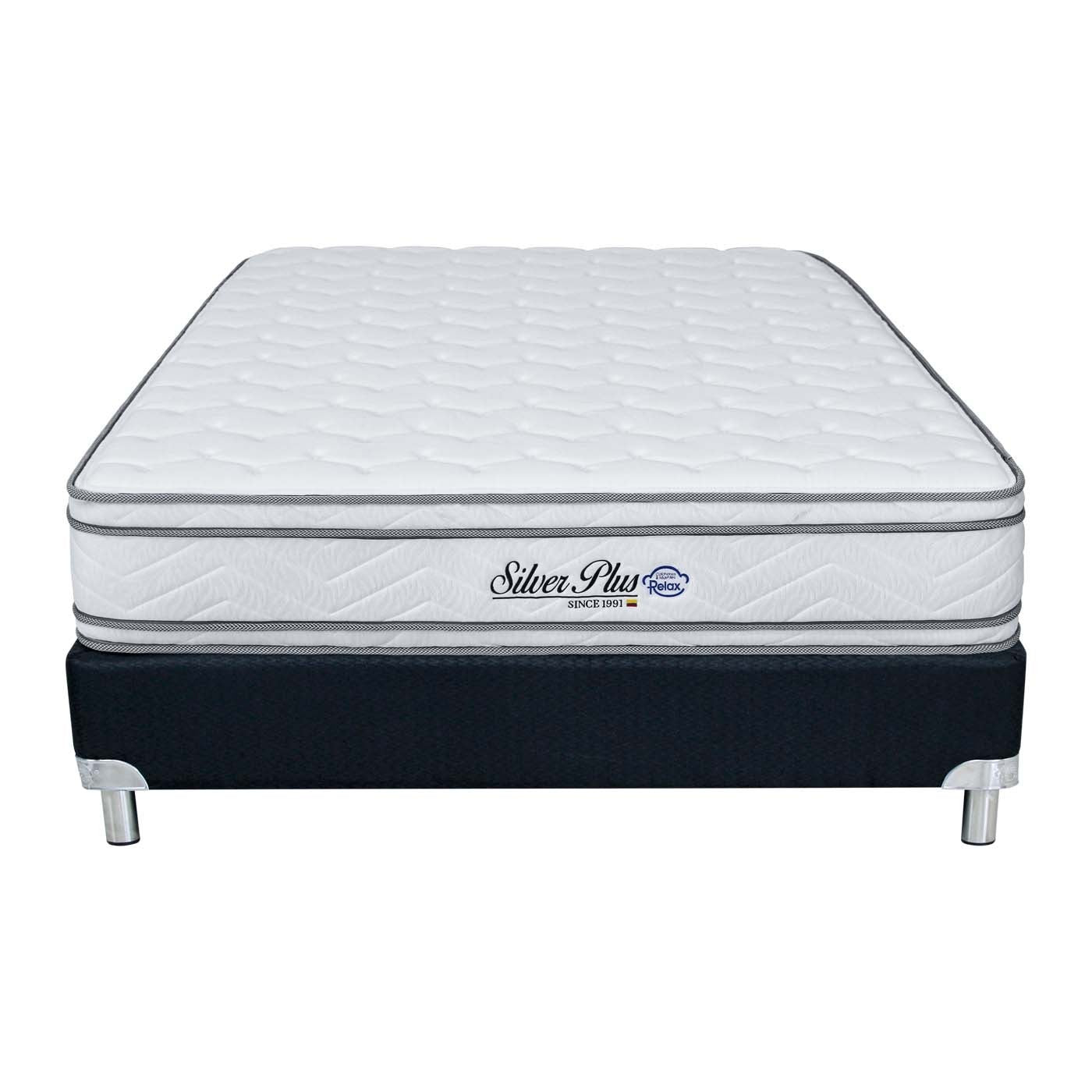 Colchón Silver Plus 2X2 king + base cama premium tela banda+ protector – Colchones y muebles ...